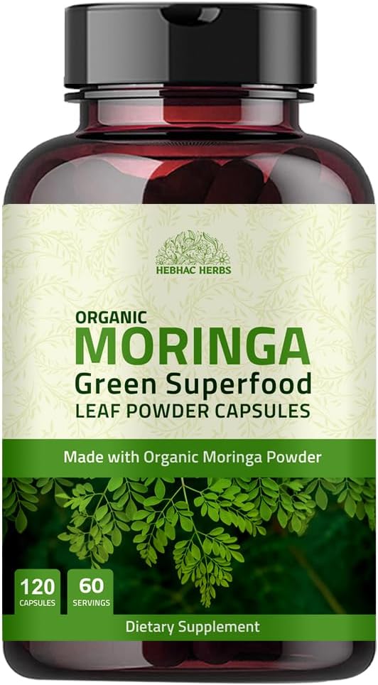 Moringa Capsules Organic Green Superfood Moringa Oleifera Leaf Powder ...