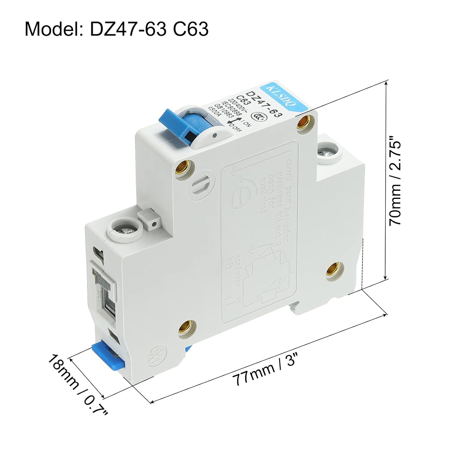 MECCANIXITY Disyuntor miniatura de bajo voltaje CA 63A 230400V 1 polo DIN instalación de riel ...