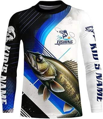 Amazon.com: Custom Walleye Fishing Jerseys, Walleye Long Sleeve ...