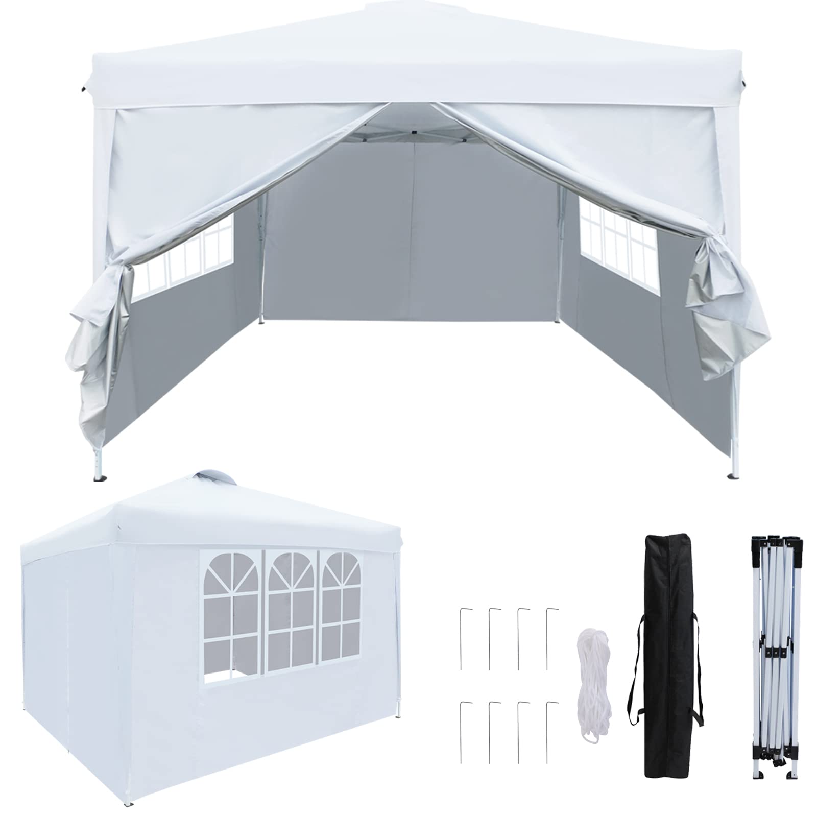 Buy Pop up 3m x 3m Gazebo with 4 Side Panels Garden Gazebo Marquee ...