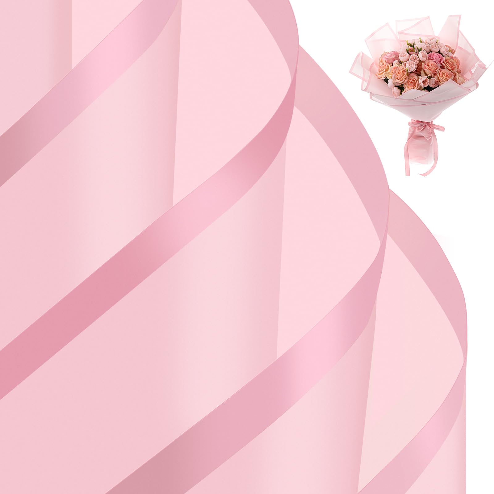 Amazon.com: 25 Sheets Flower Bouquet Wrapping Paper, Pink Valentines ...