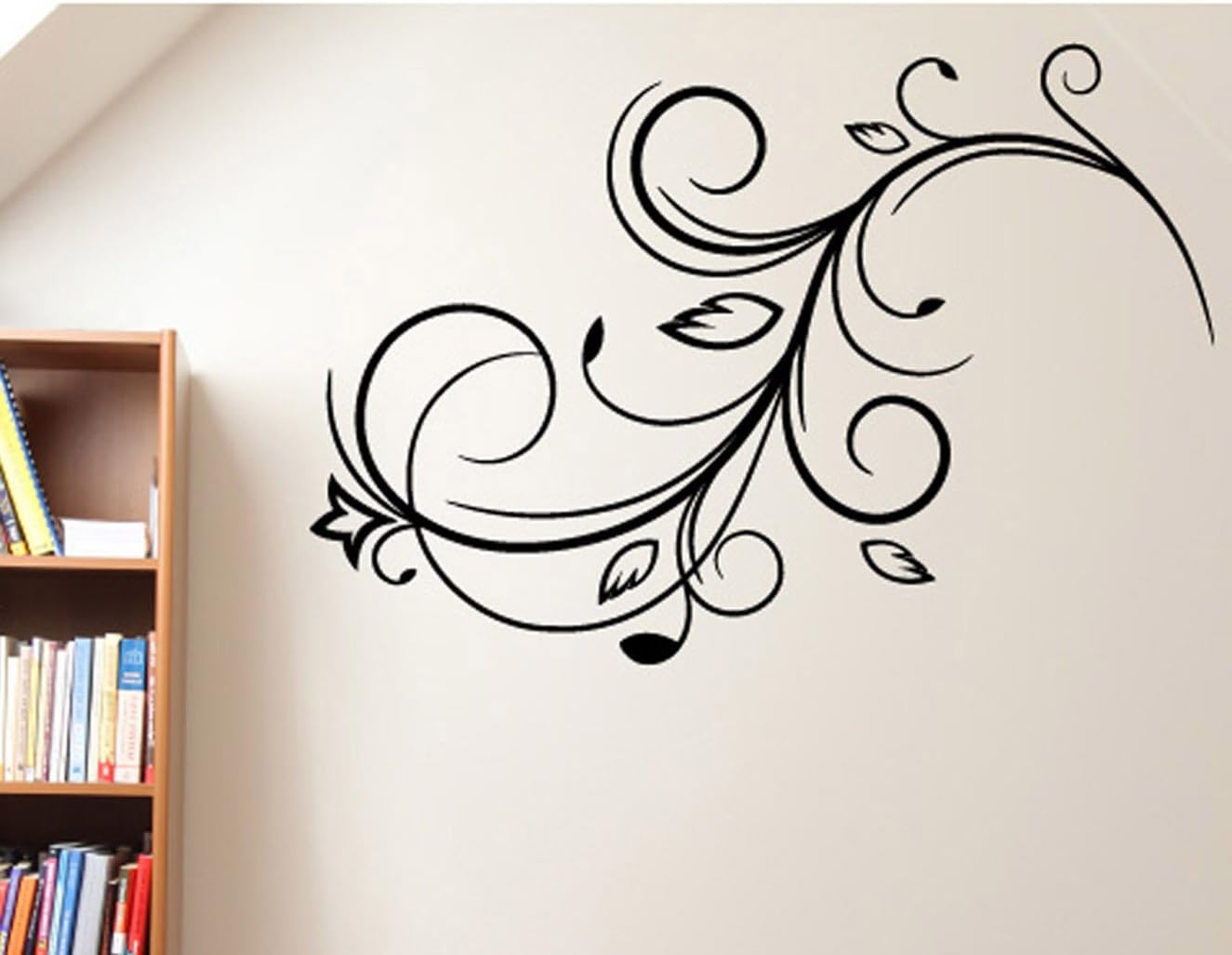 Amazon.com: Floral Swirl Wall Decals Stickers ID028, Black, 15 Inches ...