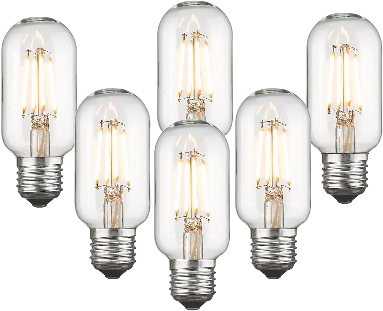 Emliviar Vintage T45 LED Edison Bulbs 6 Packs, Antique Tubular Bulbs 6W ...