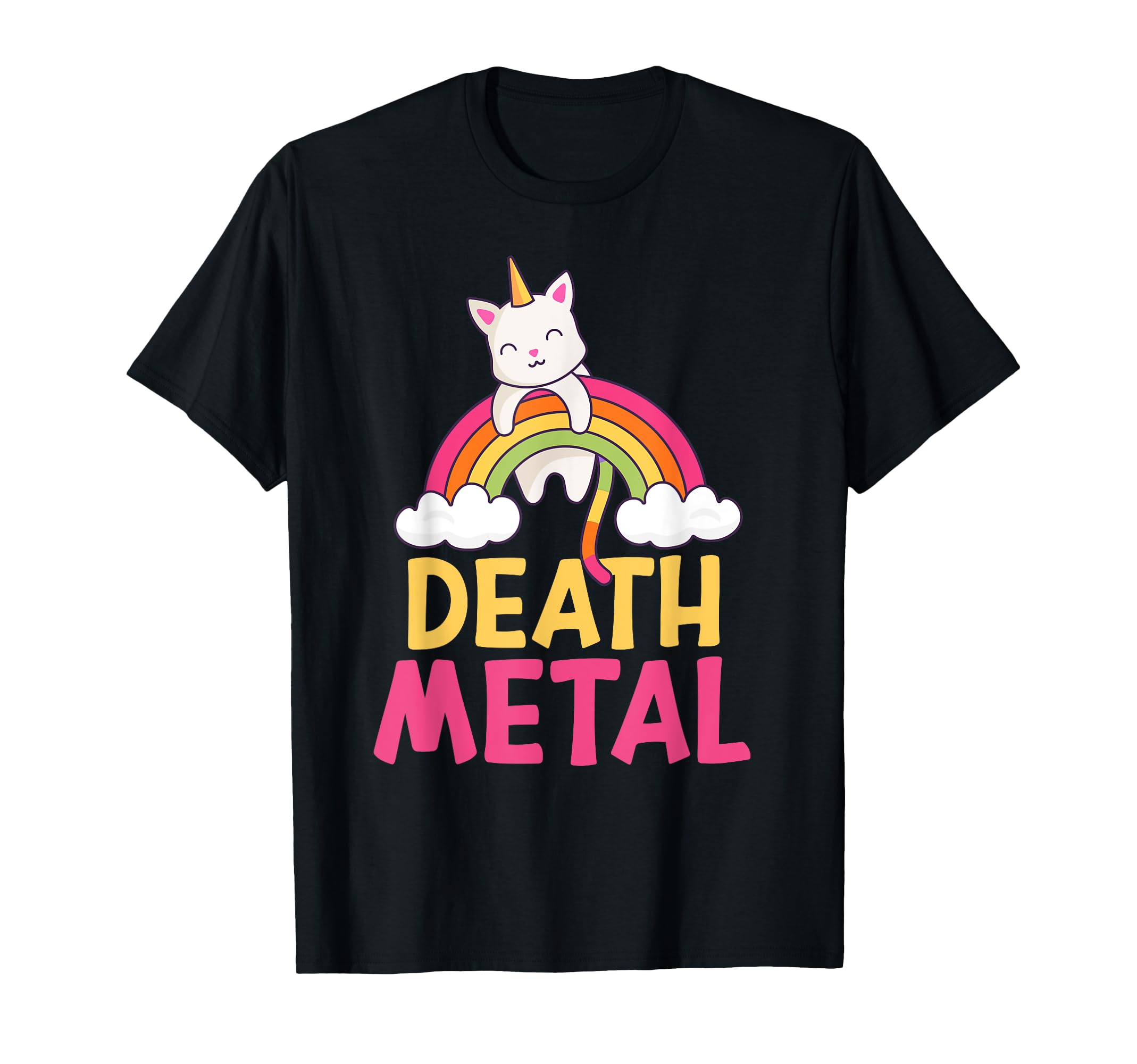 Amazon.com: Funny Colorful Death Metal Rainbow Cat Unicorn Unicat T ...