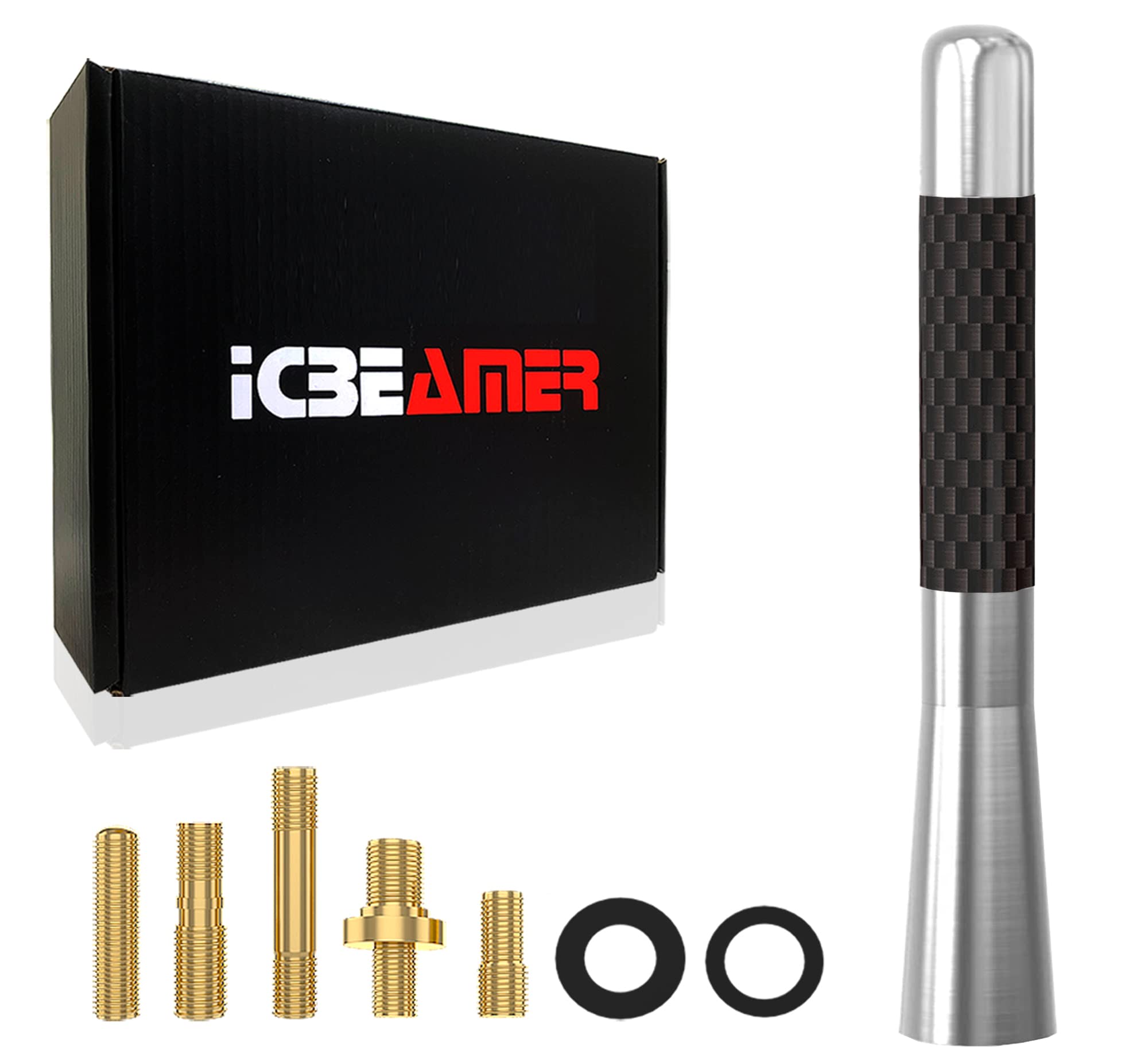 Snapklik.com : ICBEAMER 5" 127 Mm Carbon Fiber Polished Finish & Silver ...