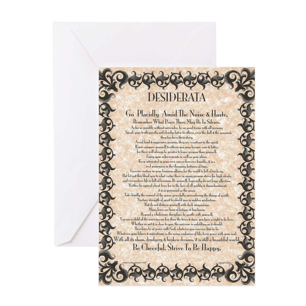 Cafepress The Desiderata Poem By Max Ehrmann Greeting Card Note ...