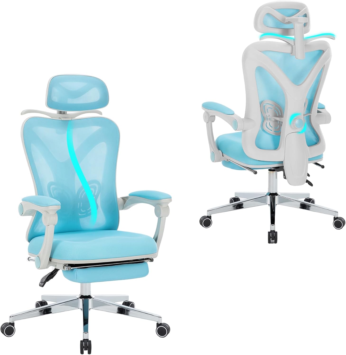 Amazon.com: Hramk Ergonomic Office Chair with Footrest | Adjustable ...