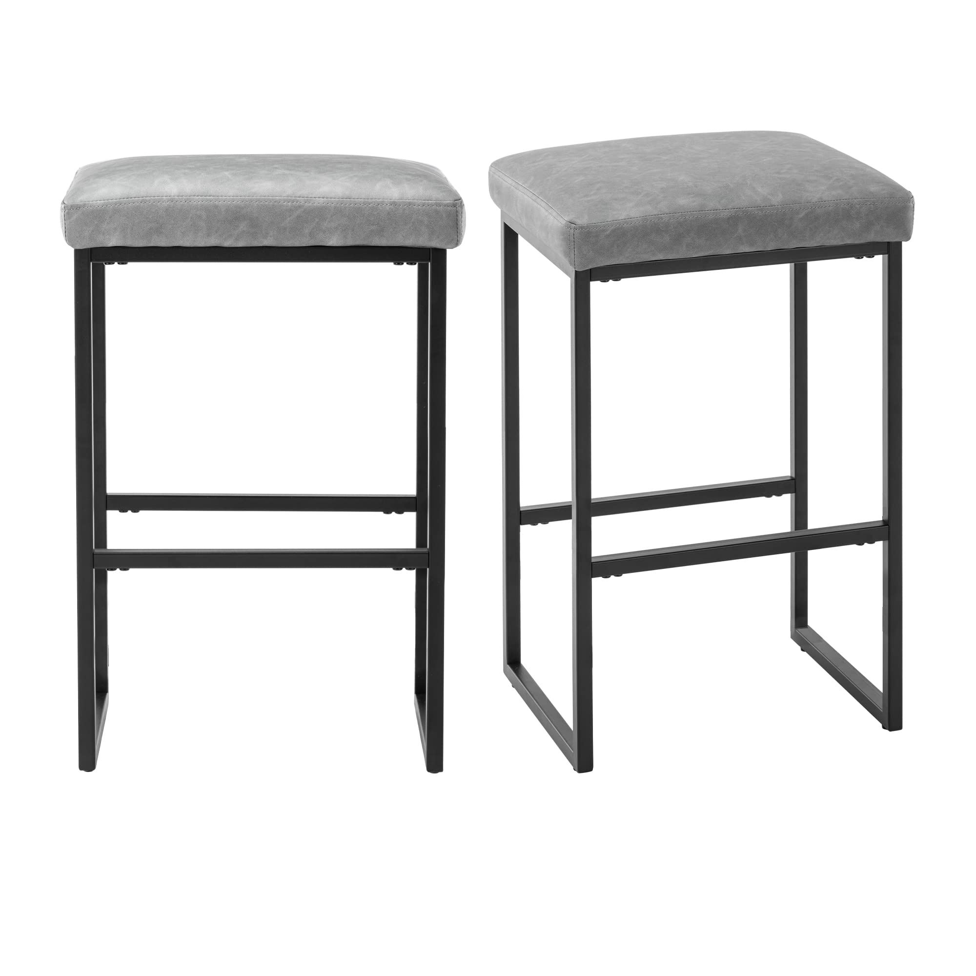 Amazon.com: adochr 30 Inch PU Leather Bar Stool Set of 2, Backless ...
