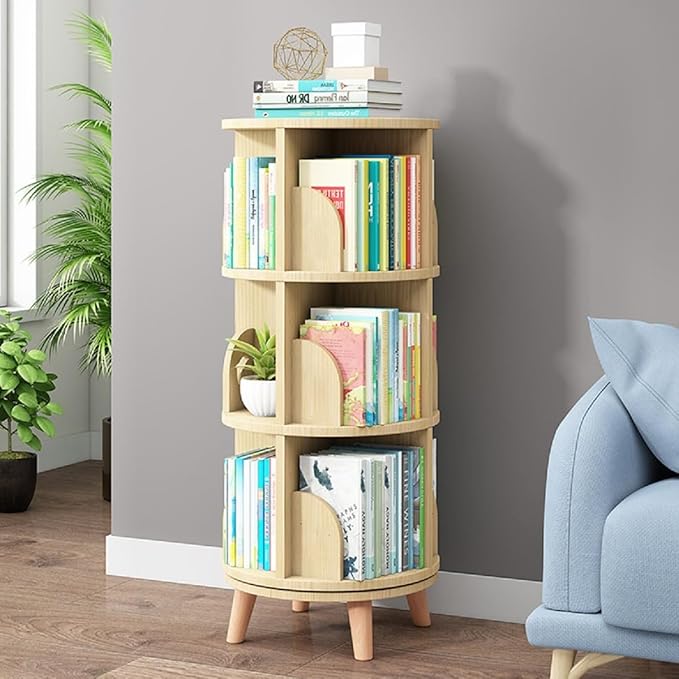 Amazon.com: Gdrasuya10 3 Tier Rotating Bookshelf with Legs, Revolving ...