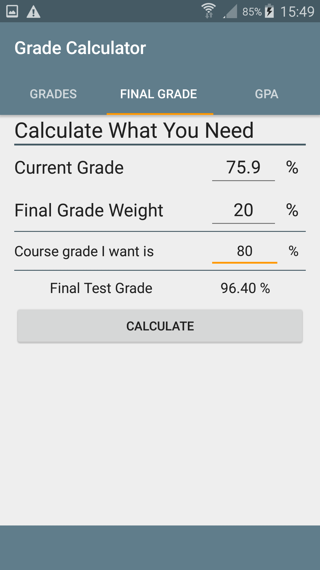 Grade Calculator - App on Amazon Appstore