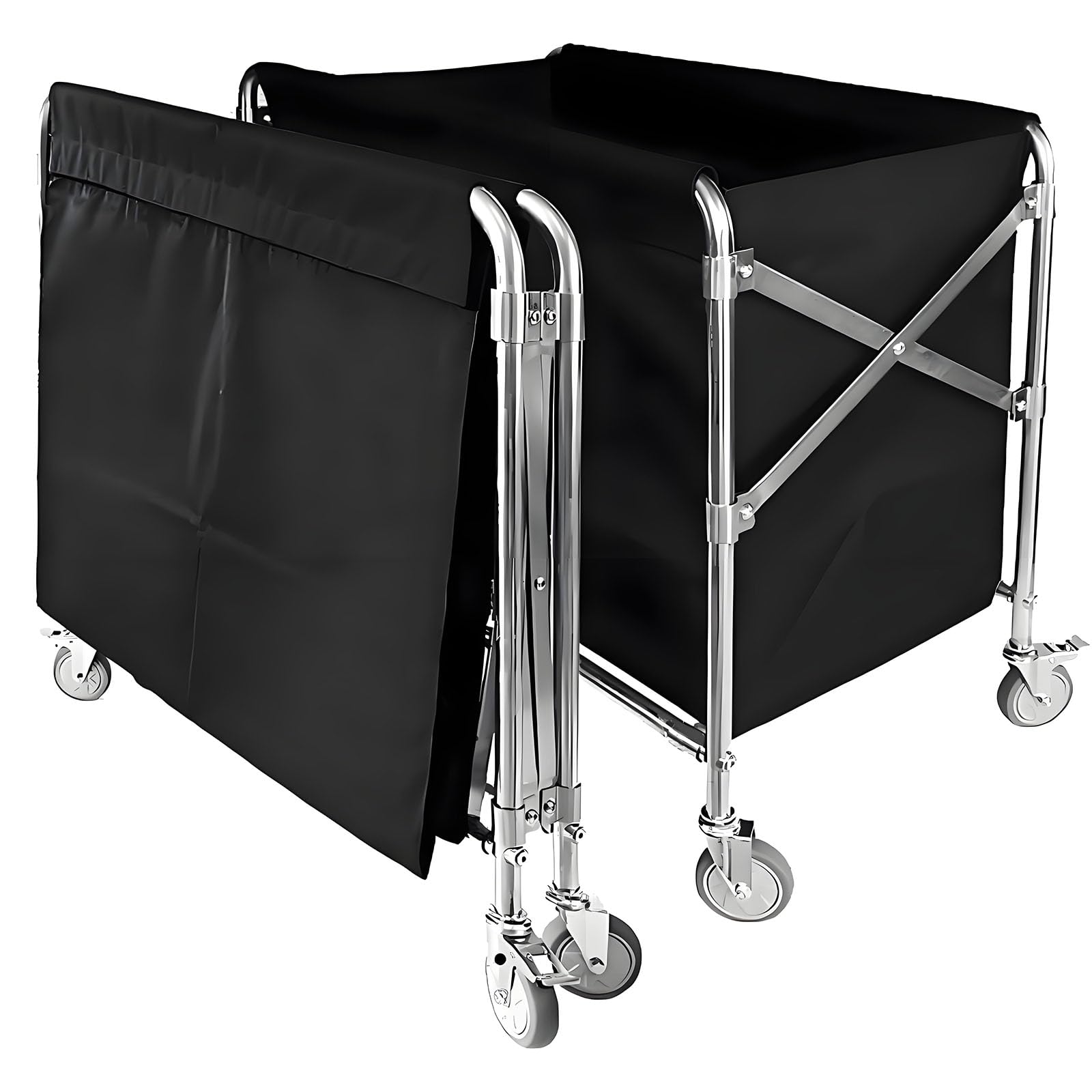 Amazon.com: Collapsible Laundry Cart with Wheels Heavy Duty Folding ...