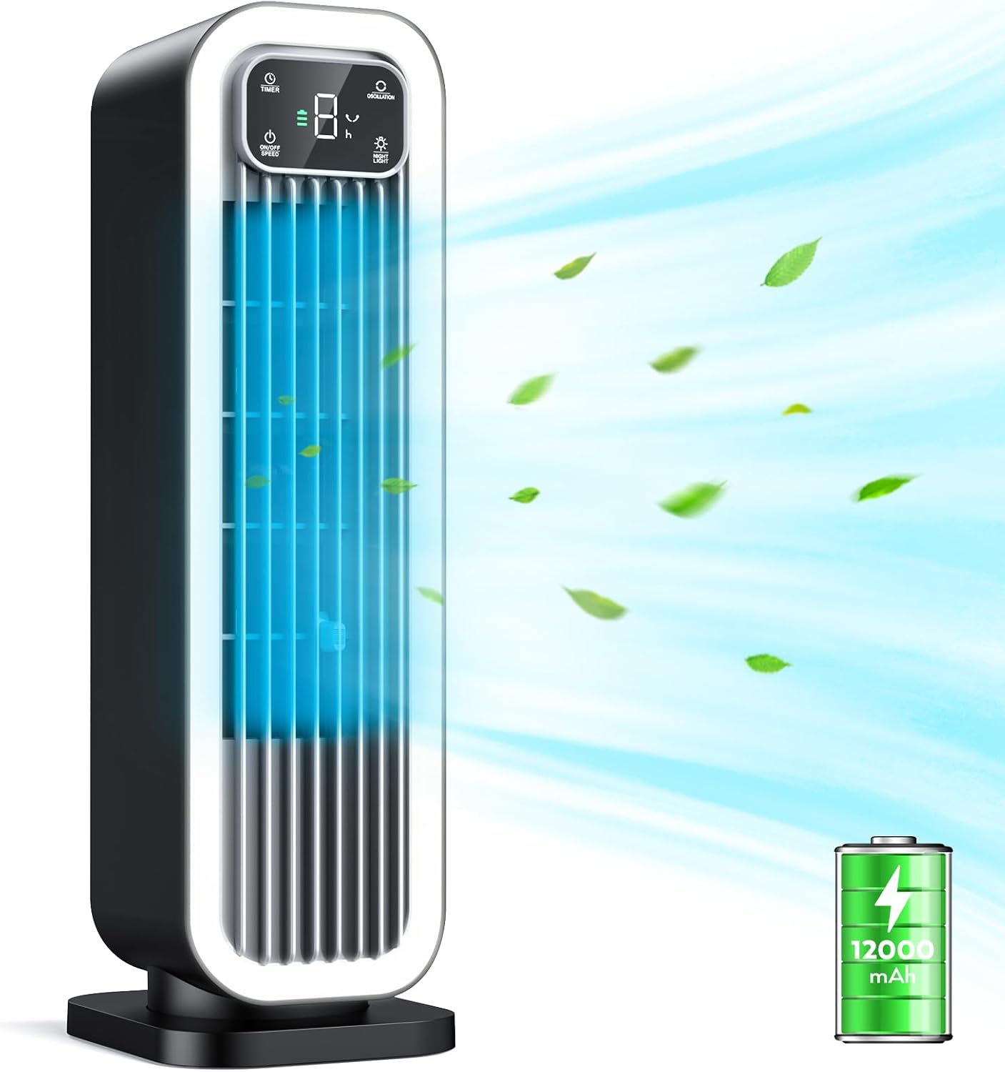 Amazon.com: Bladeless Tower Fan for Bedroom, 15'' Cordless Small ...