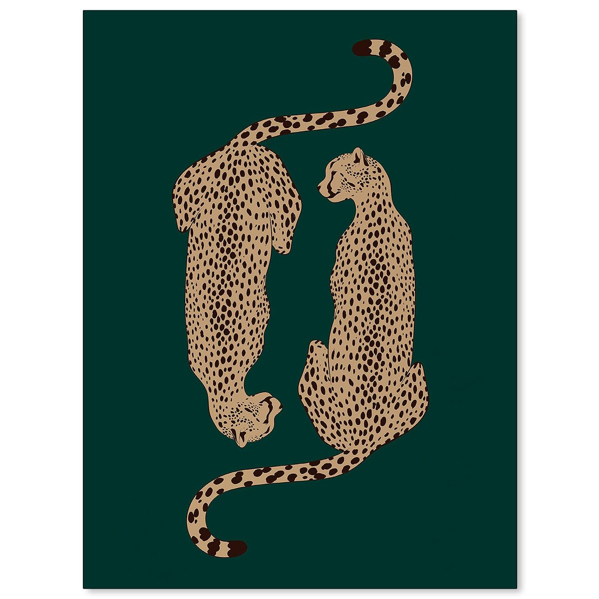 Amazon.com: jkahh Trendy Cheetah Canvas Wall Art Retro Emerald Green ...