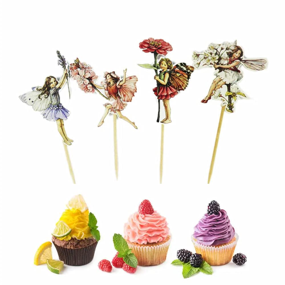 48PCS Pretty Fairy Cupcake Toppers Fairy Flower Theme Cupcake ...