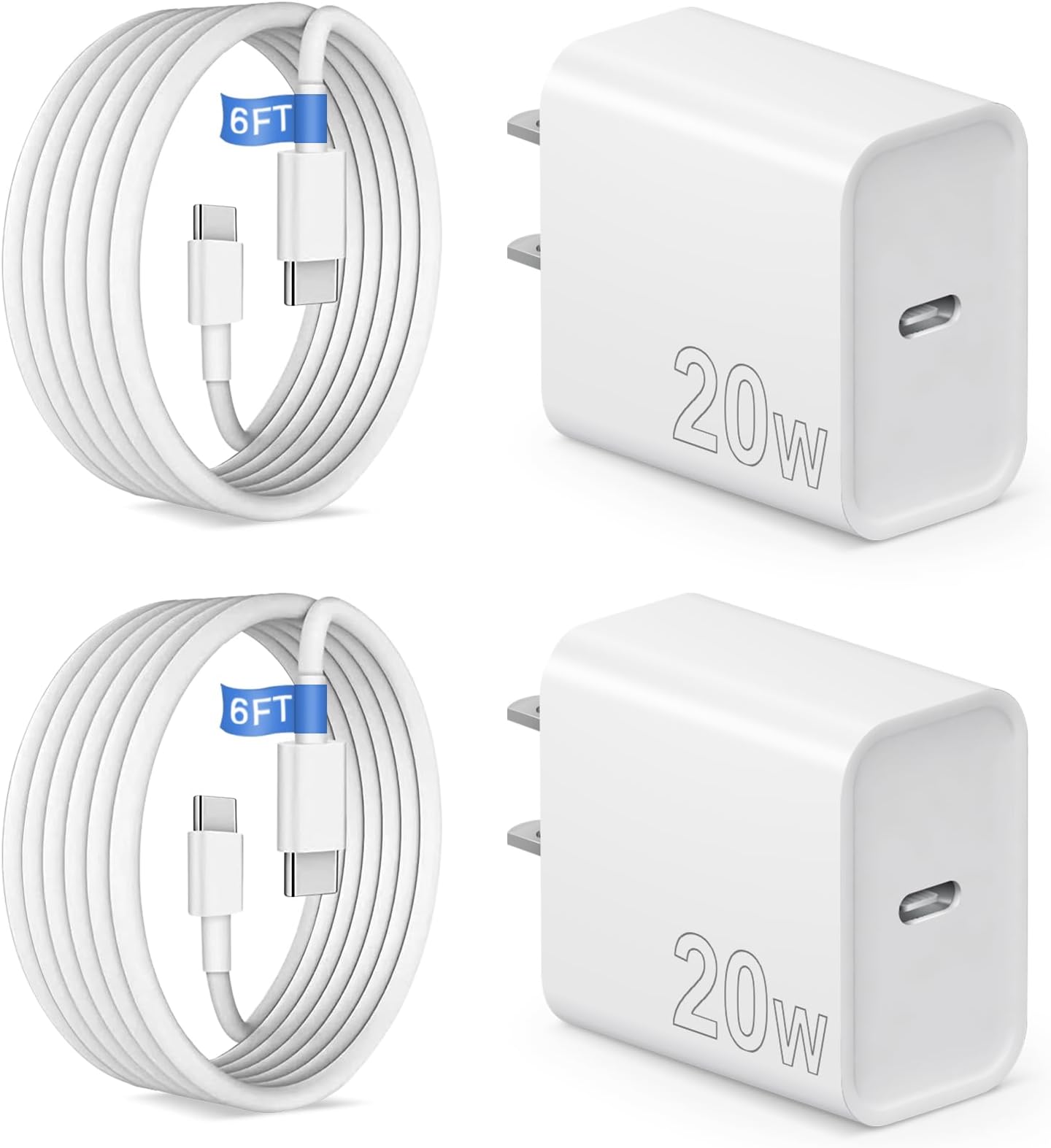 Amazon.com: iPhone 16 15 Charger Fast Charging - 2 Pack 20W USB C Wall ...