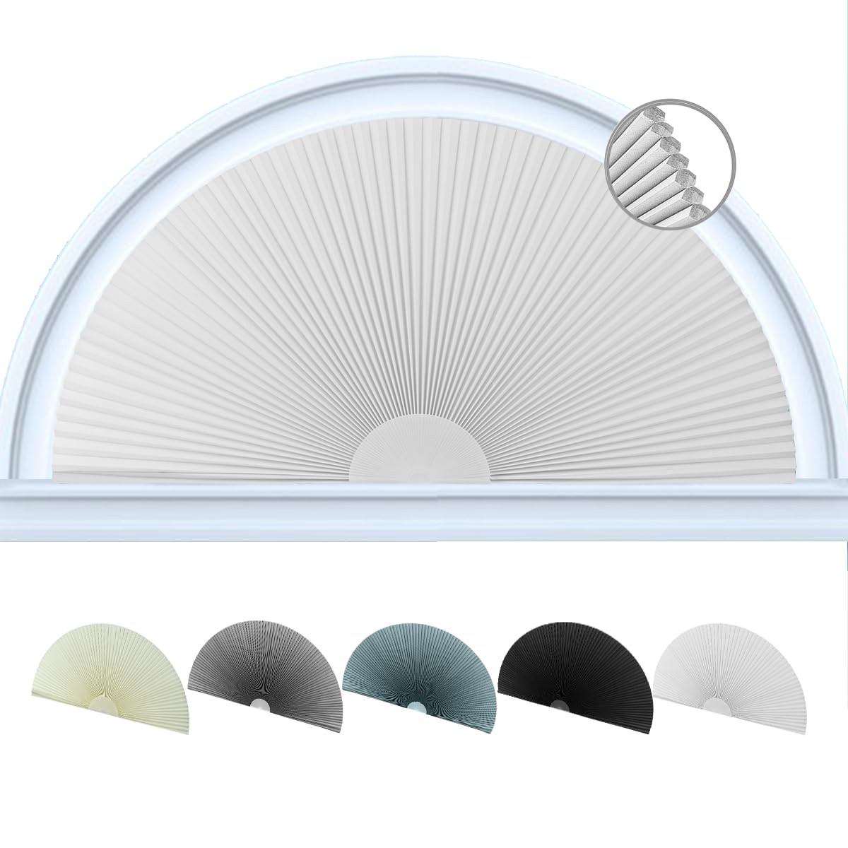 Amazon.com: Jlong Arch Window Shade Blackout Half Circle Moon Pleated ...
