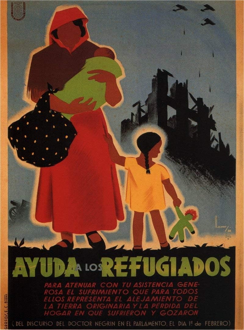 Vintage Spanish Civil War Propaganda 'Aid for The Refugees', Spain ...
