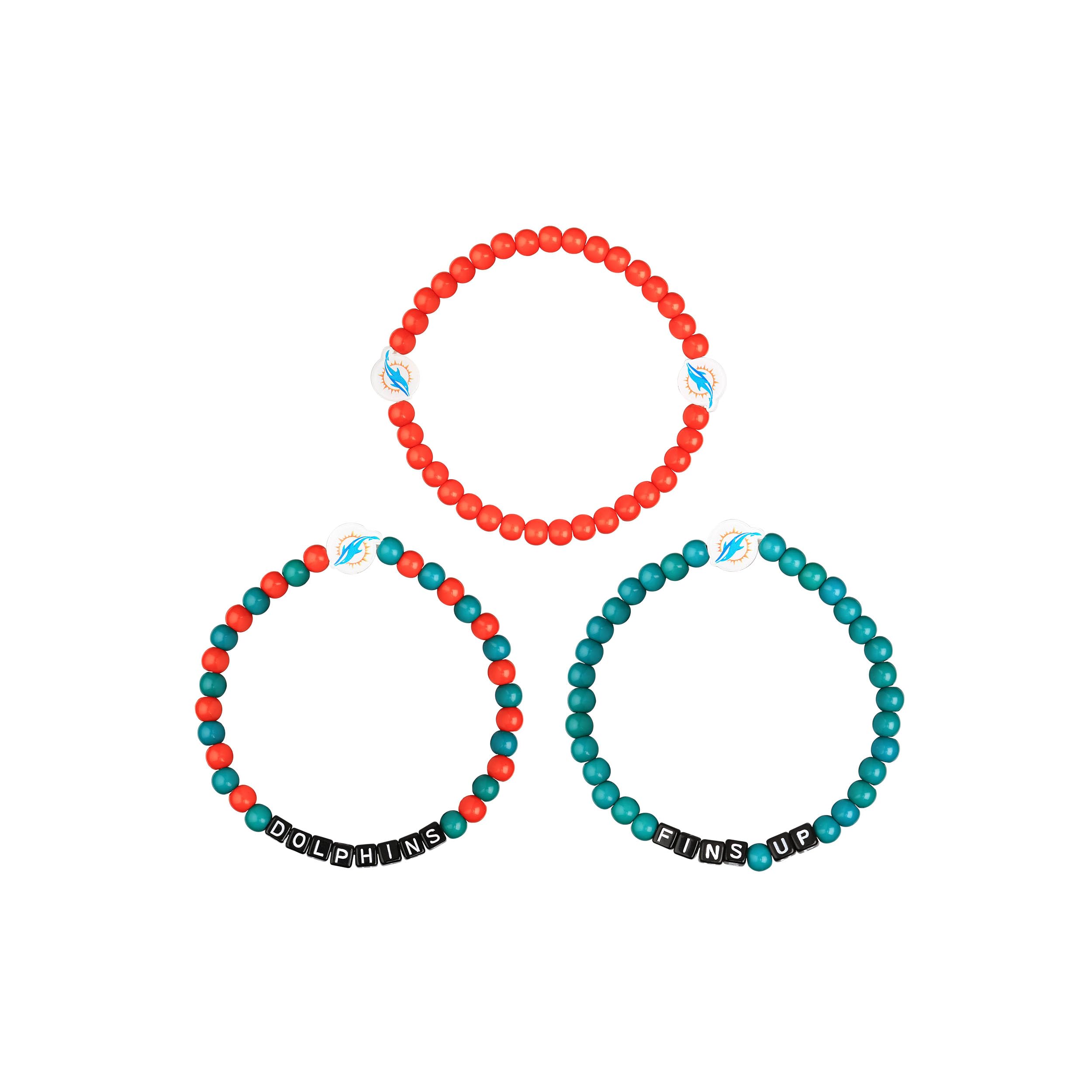 Snapklik.com : Miami Dolphins NFL 3 Pack Beaded Friendship Bracelet