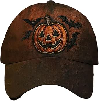 Amazon.com: Unisex Fall Pumpkin Devil Hat Horror Halloween Hats ...