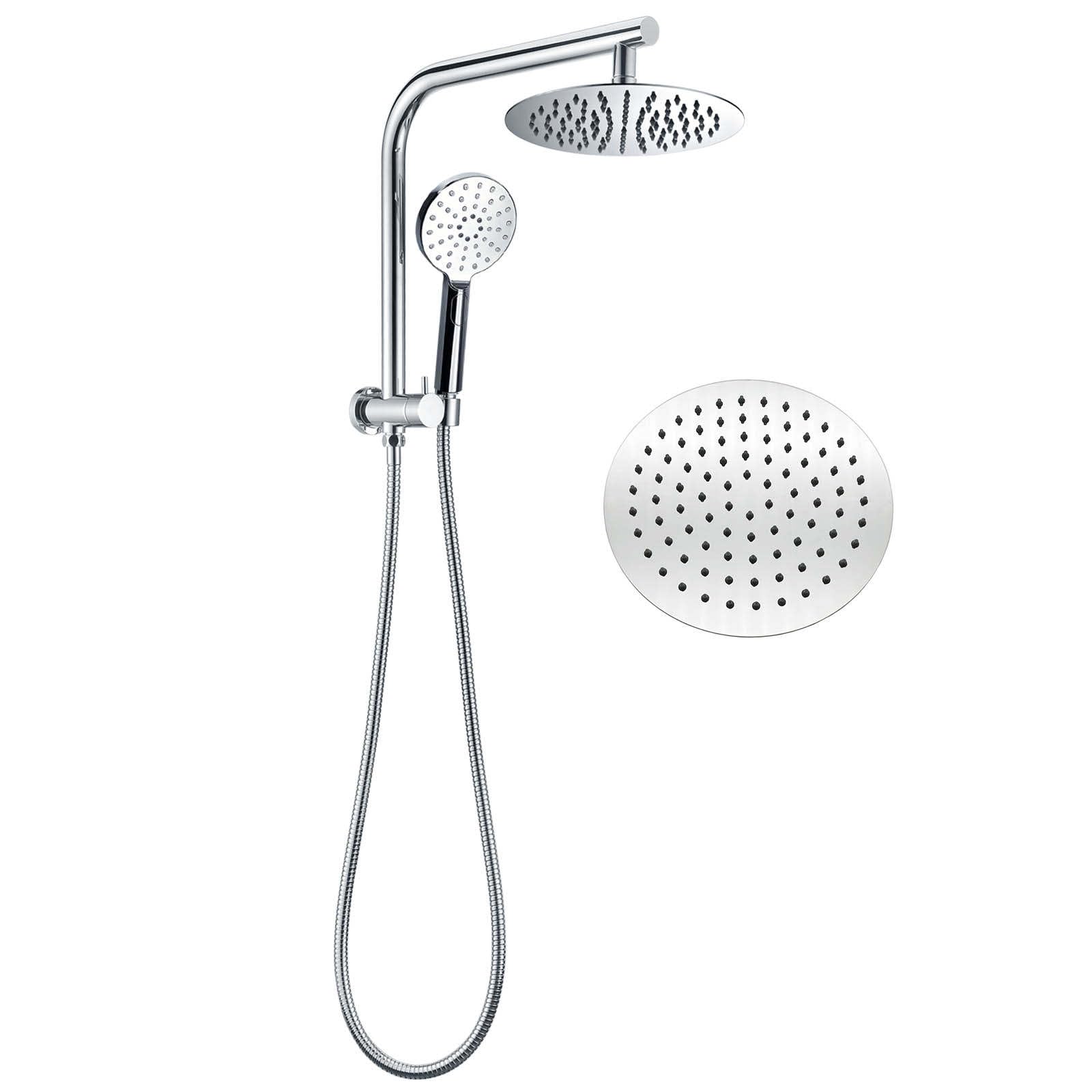 VELLORIA High Pressure Gooseneck Twin Shower Set WELS Certified 8" Rain ...