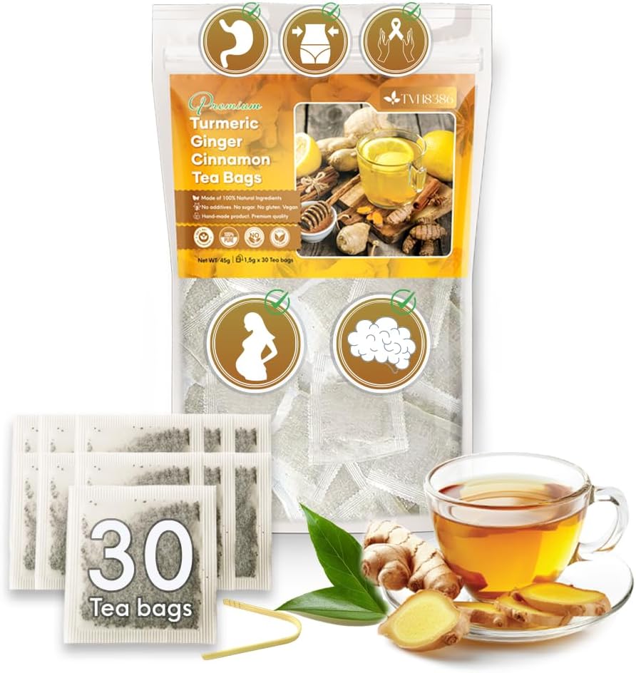 Amazon.com: TVN8386 30 Bags Premium Turmeric Ginger Cinnamon Tea ...
