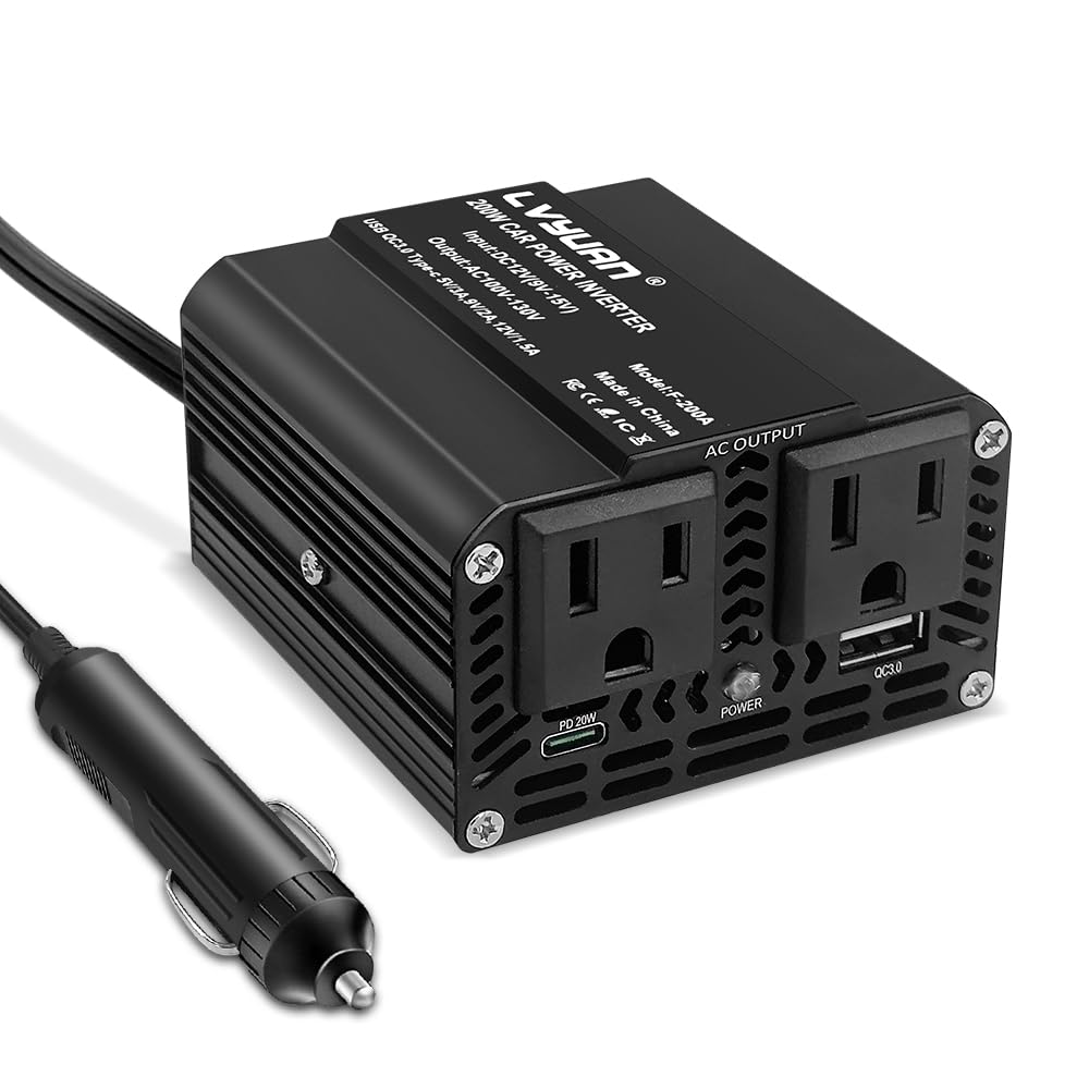 Snapklik.com : LVYUAN 200W Power Inverter For Vehicles DC 12V To 110V ...