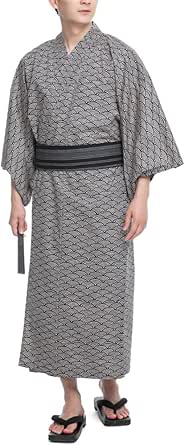 FANCY PUMPKIN Jinbei Men's Japanese Yukata Japanese Kimono Home Robe Pajamas Dressing Gown at ...