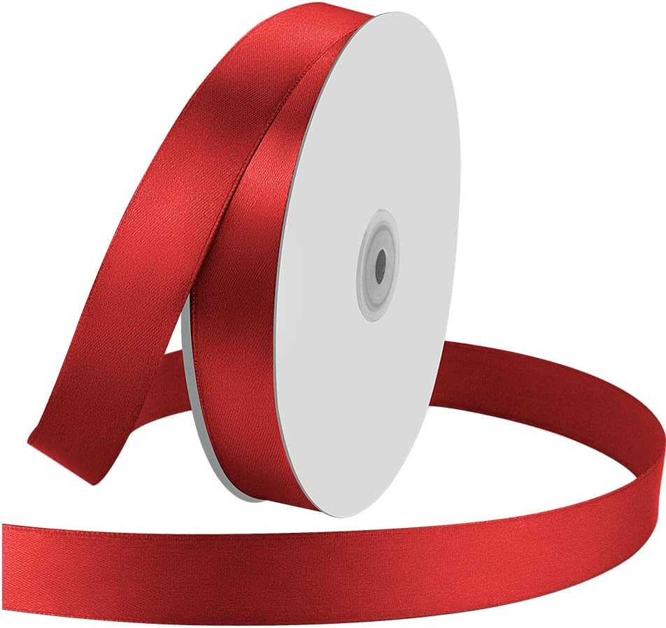 Amazon.com: Red Satin Ribbon 1 Inches x 25 Yards, Solid Color Fabric ...