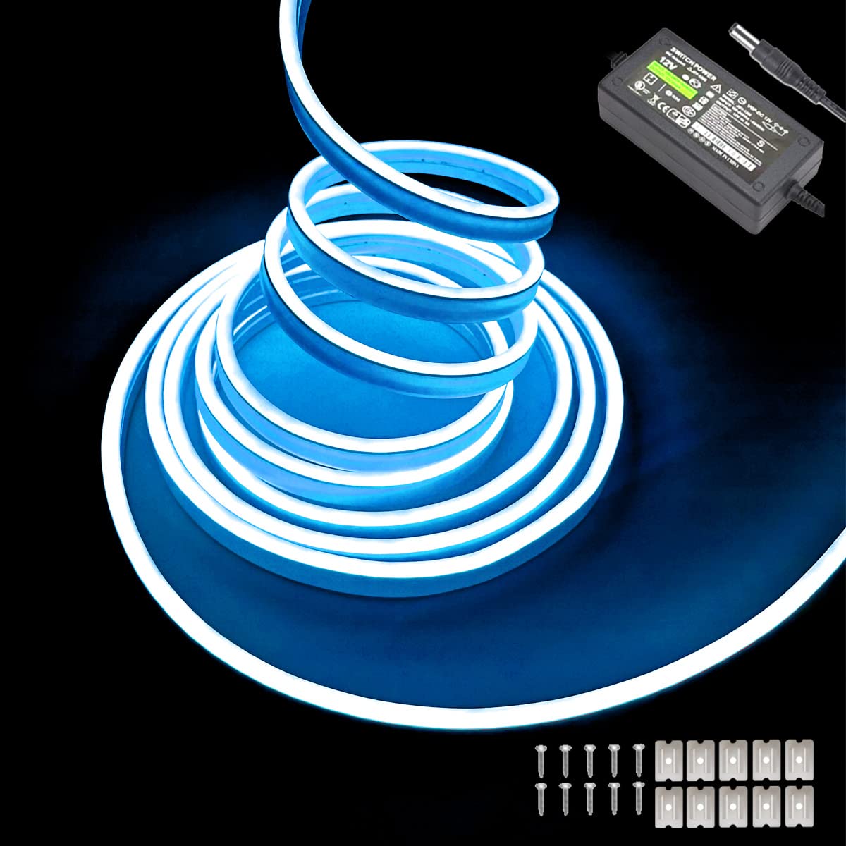 Maxlaxer Ice Blue Neon LED strip light,5M 12V waterproof neon light for ...