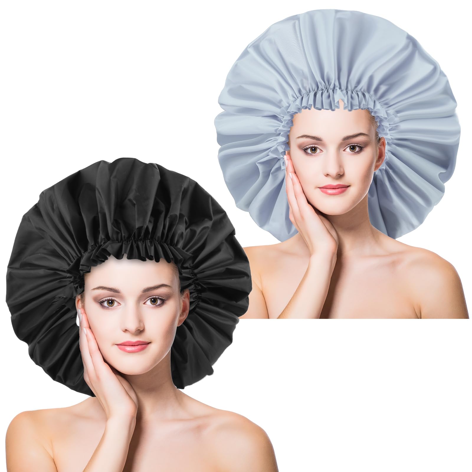 Amazon.com : 2 PCS Large Shower Cap for Braids - Waterproof Shower Cap ...