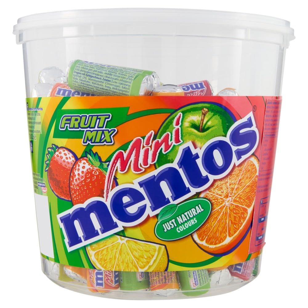 Mentos Mini, Caramelle Confettate, Gusto Fragola, Mela, Arancia, Limone ...