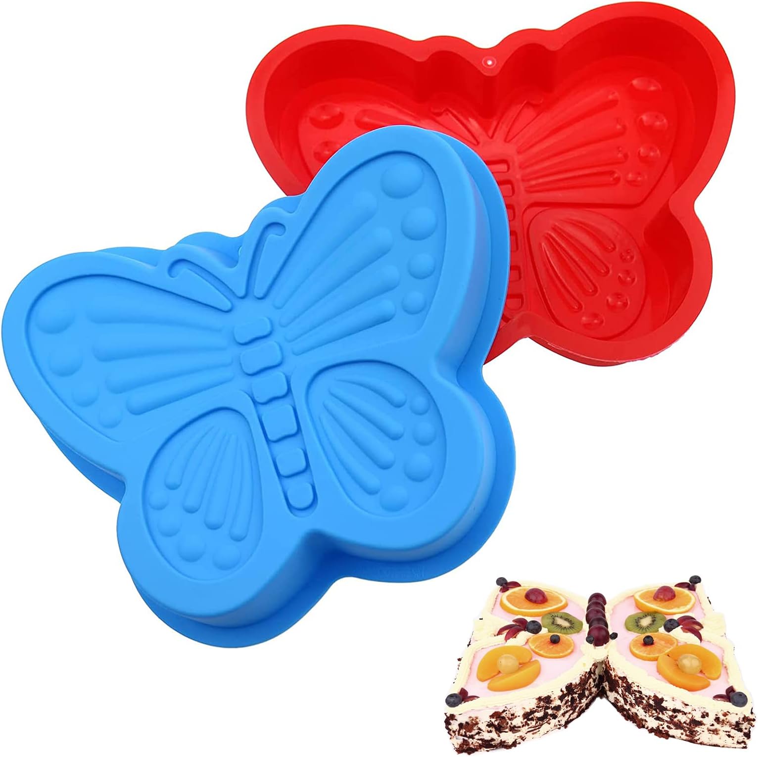 Amazon.com: DIYstore 2 PACK 3D Butterfly Cake Pan Silicone Mold ...