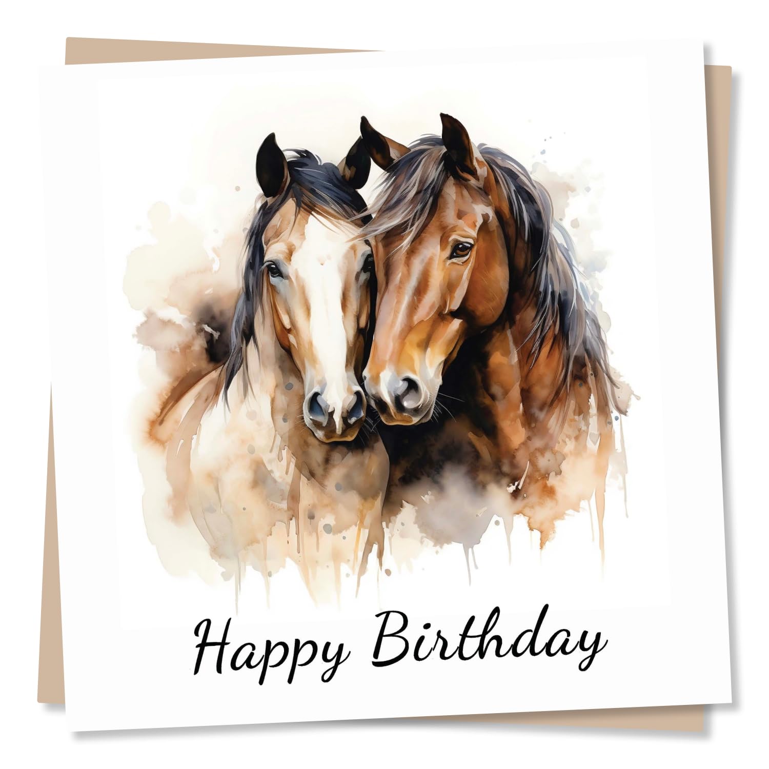 Watercolour Horses Happy Birthday Card - Special Card For Family and ...