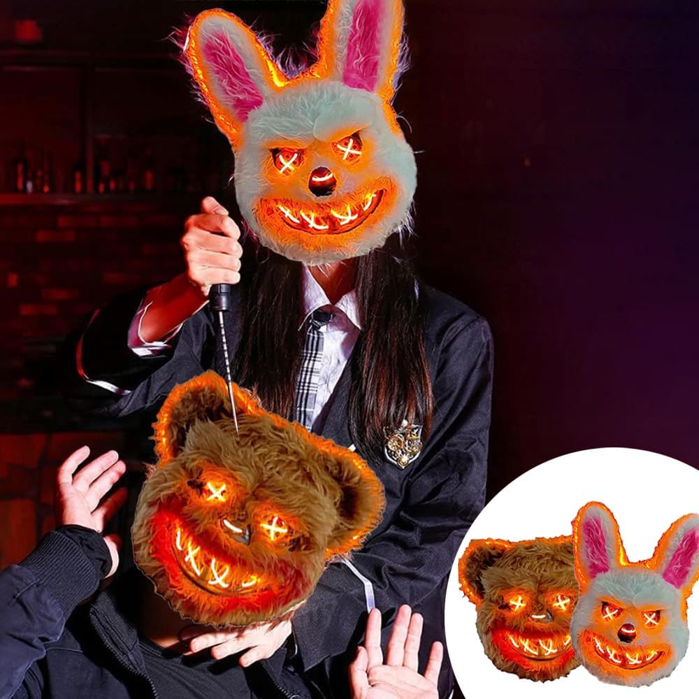 Máscaras de Halloween 2 Piezas,set para Máscara de Conejo terror y ...