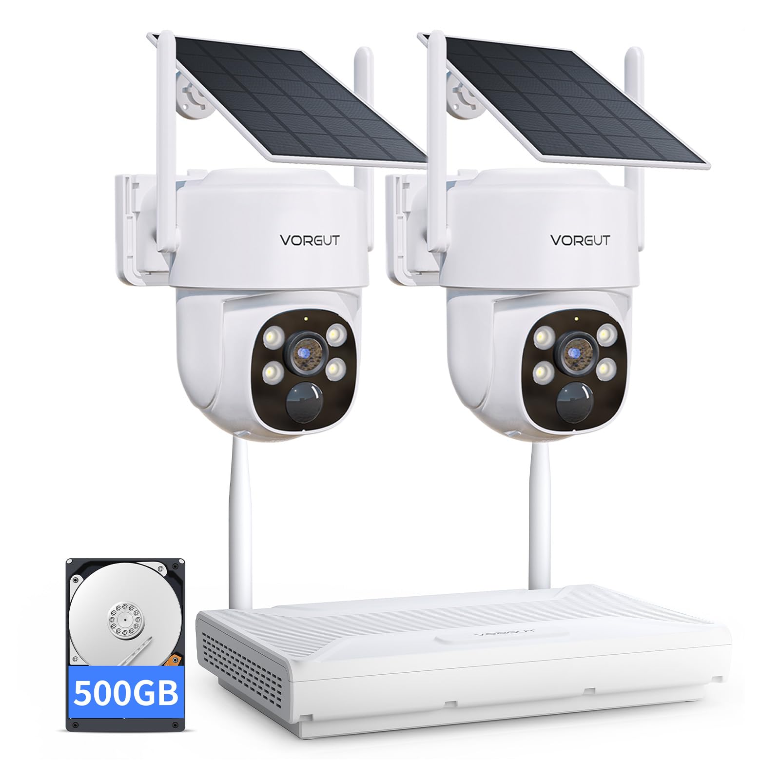 Amazon.com : VORGUT Wireless Solar Camera System Outdoor, 2PCS 4MP PTZ ...
