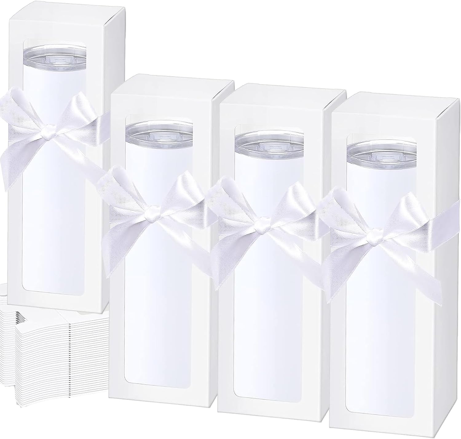 Amazon.com: 50 Pcs Gift Boxes with Ribbon Sublimation Tumblers Clear ...
