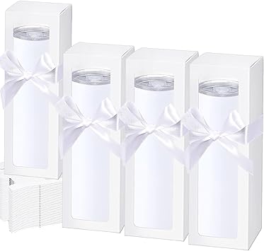 Amazon.com: 50 Pcs Gift Boxes with Ribbon Sublimation Tumblers Clear ...