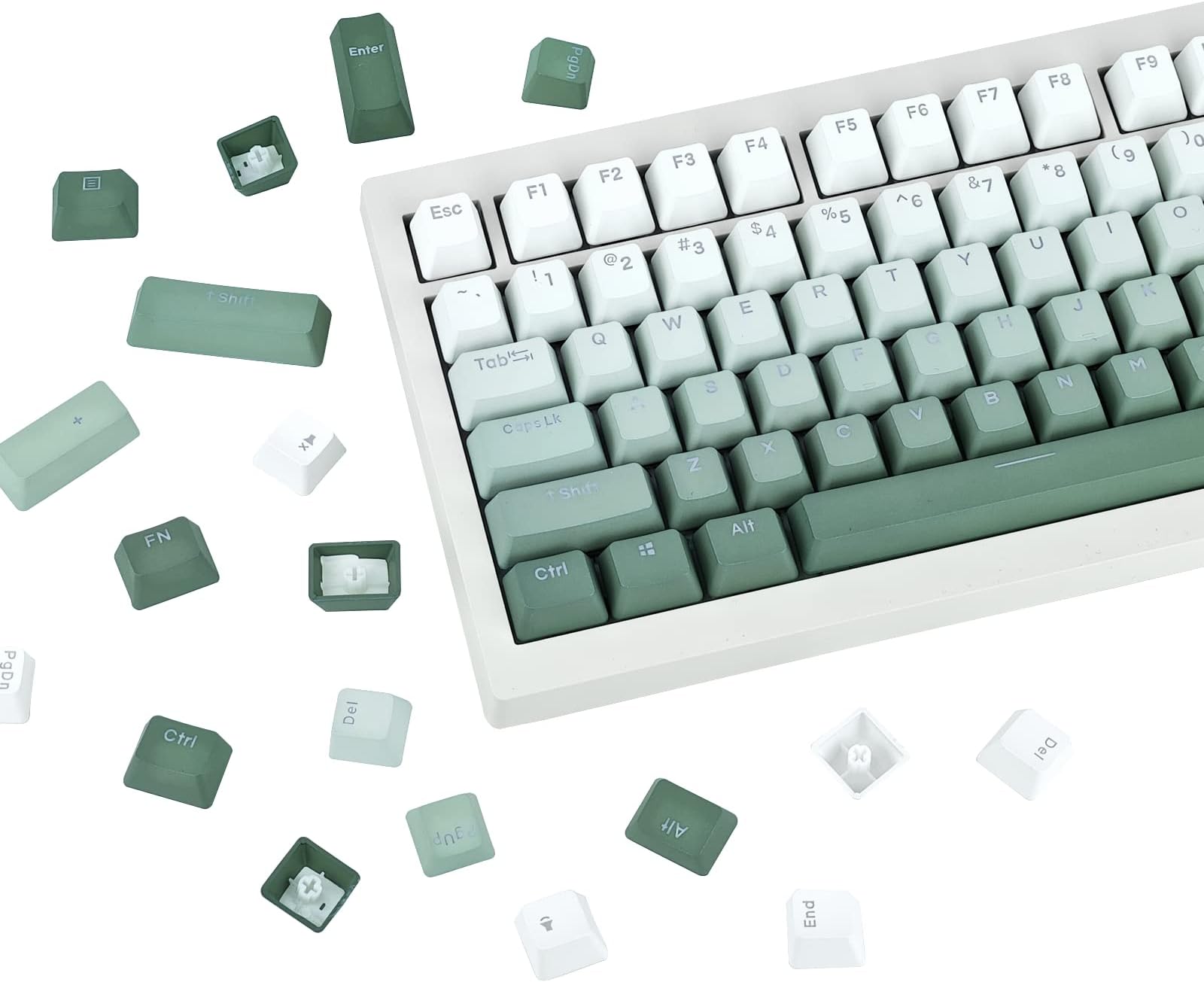 Amazon.com: JOLINTAL 123 Keys Seaweed Green Keycaps, PBT Double Shot ...