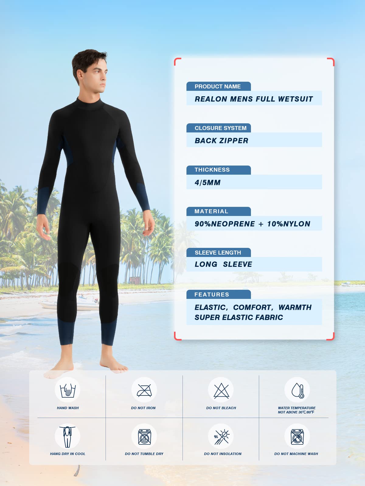 Snapklik.com : Mens Womens Wetsuit 5/4mm Neoprene Scuba Diving Long ...