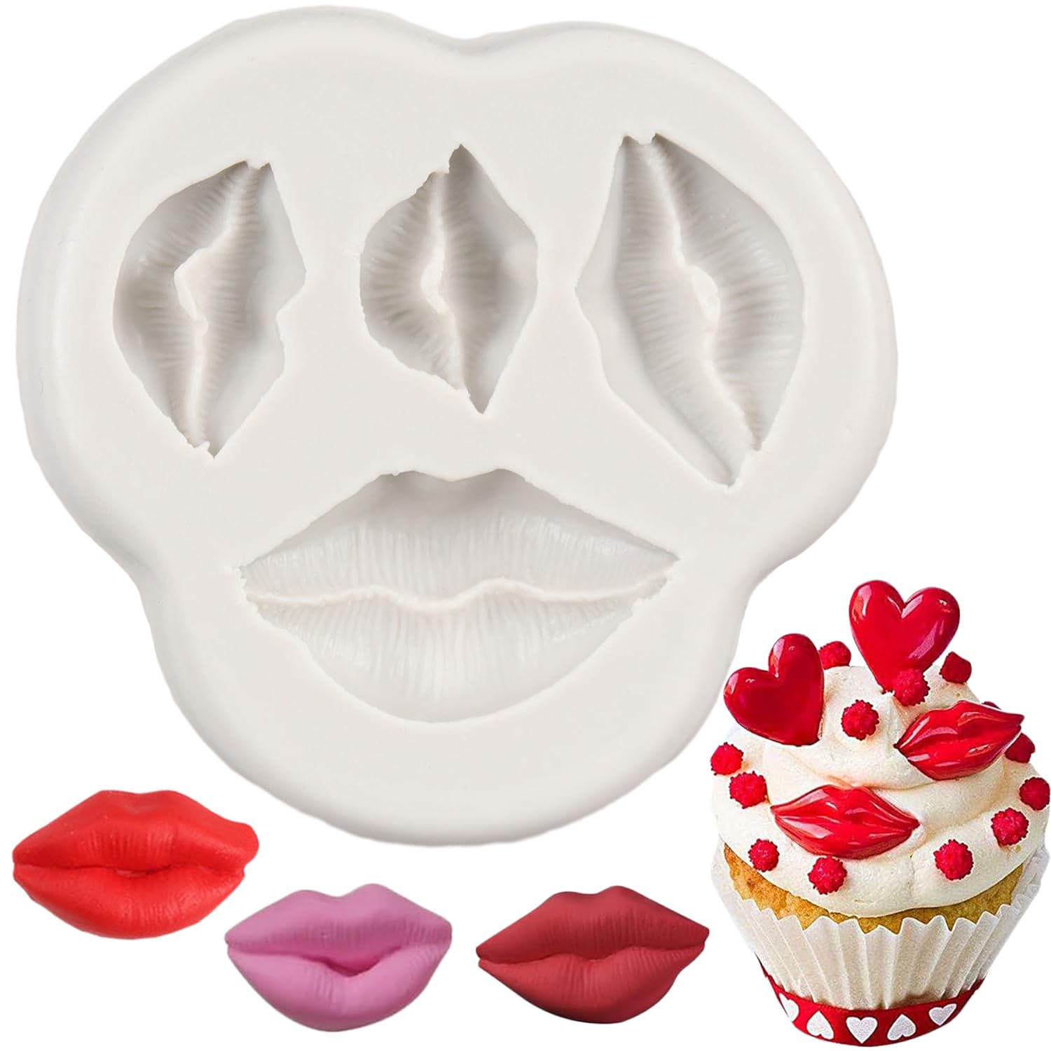 Amazon.com: QDMOLDS Kiss Collection Fondant Candy Silicone Mold Lips ...