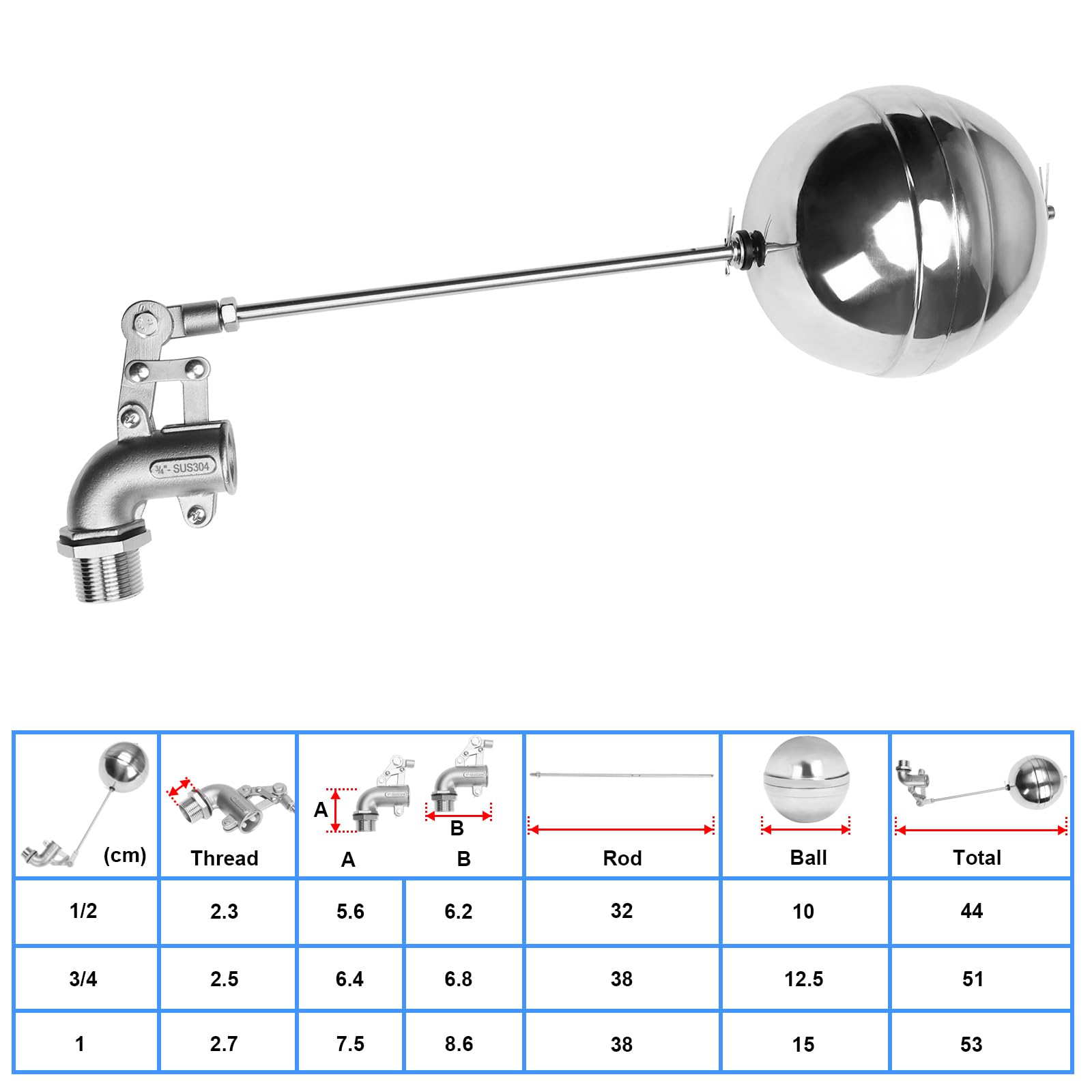 Snapklik.com : Stainless Steel Float Ball Valves - 3/4" NPT Male Thread ...