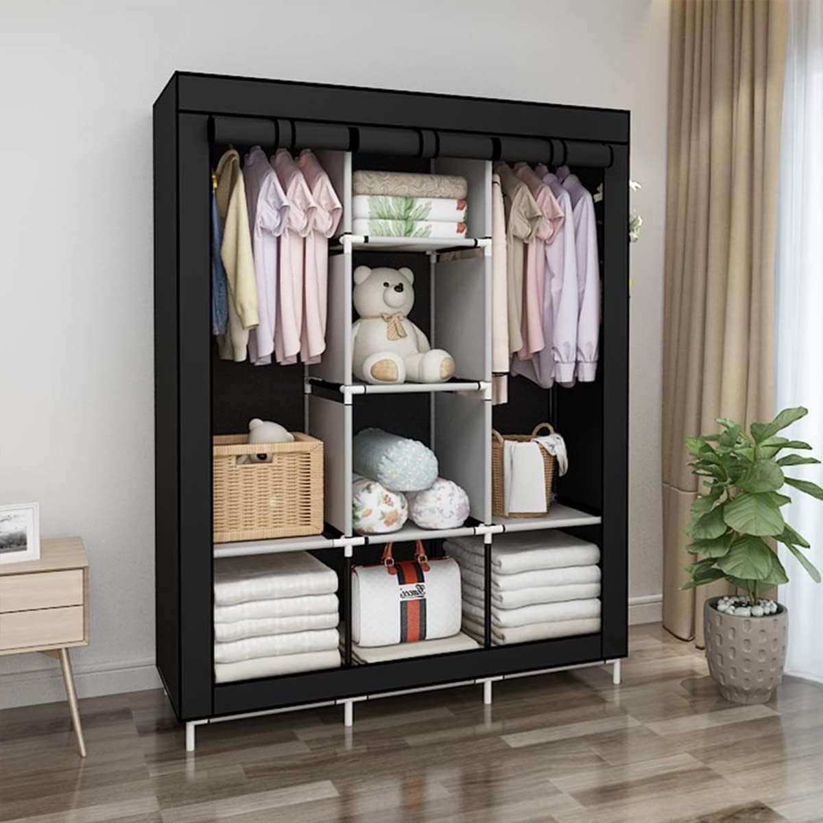 Guarda Roupa Portatil Para Armazenamento de Roupas com Prateleiras ...