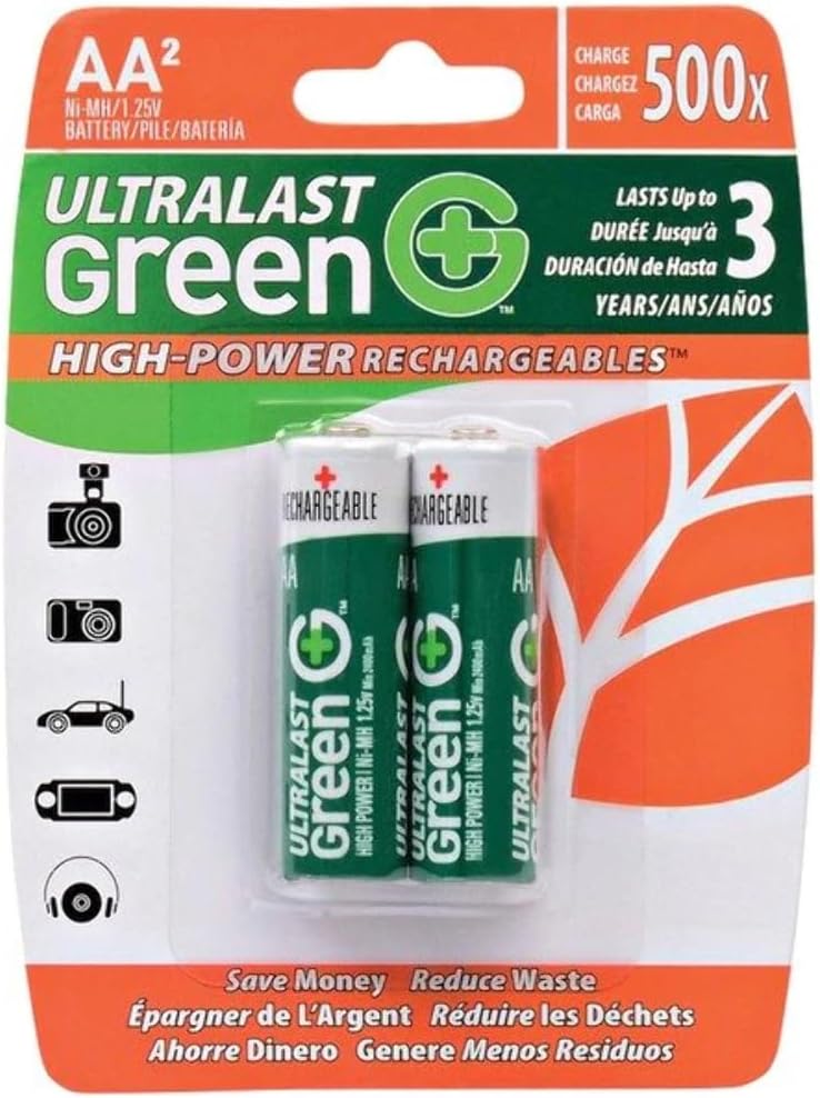 Amazon.com: Ultralast ULGHP2AA AA Green High-Power Rechargeable ...