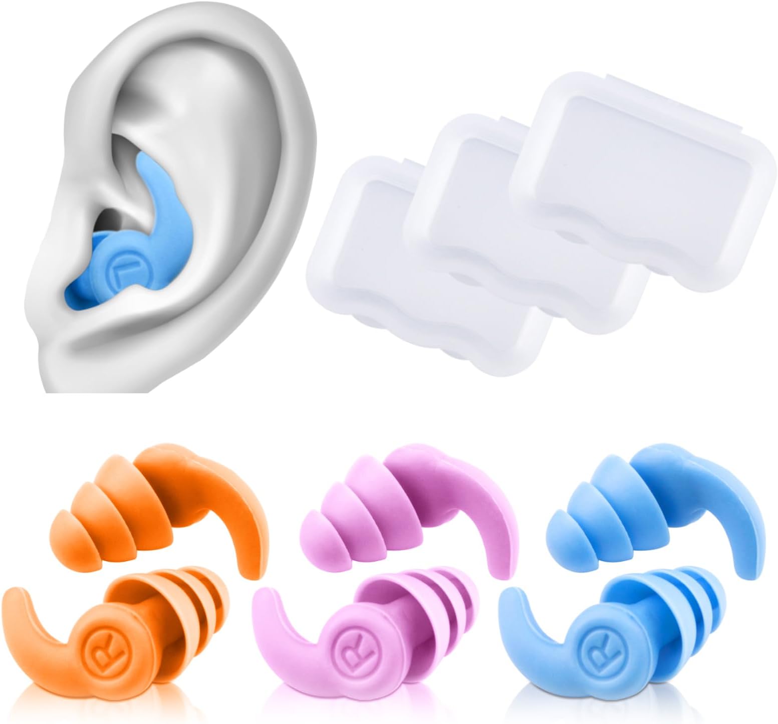 Amazon.com: Reusable Ear Plugs for Swimming, 3 Pairs Soft Silicone ...