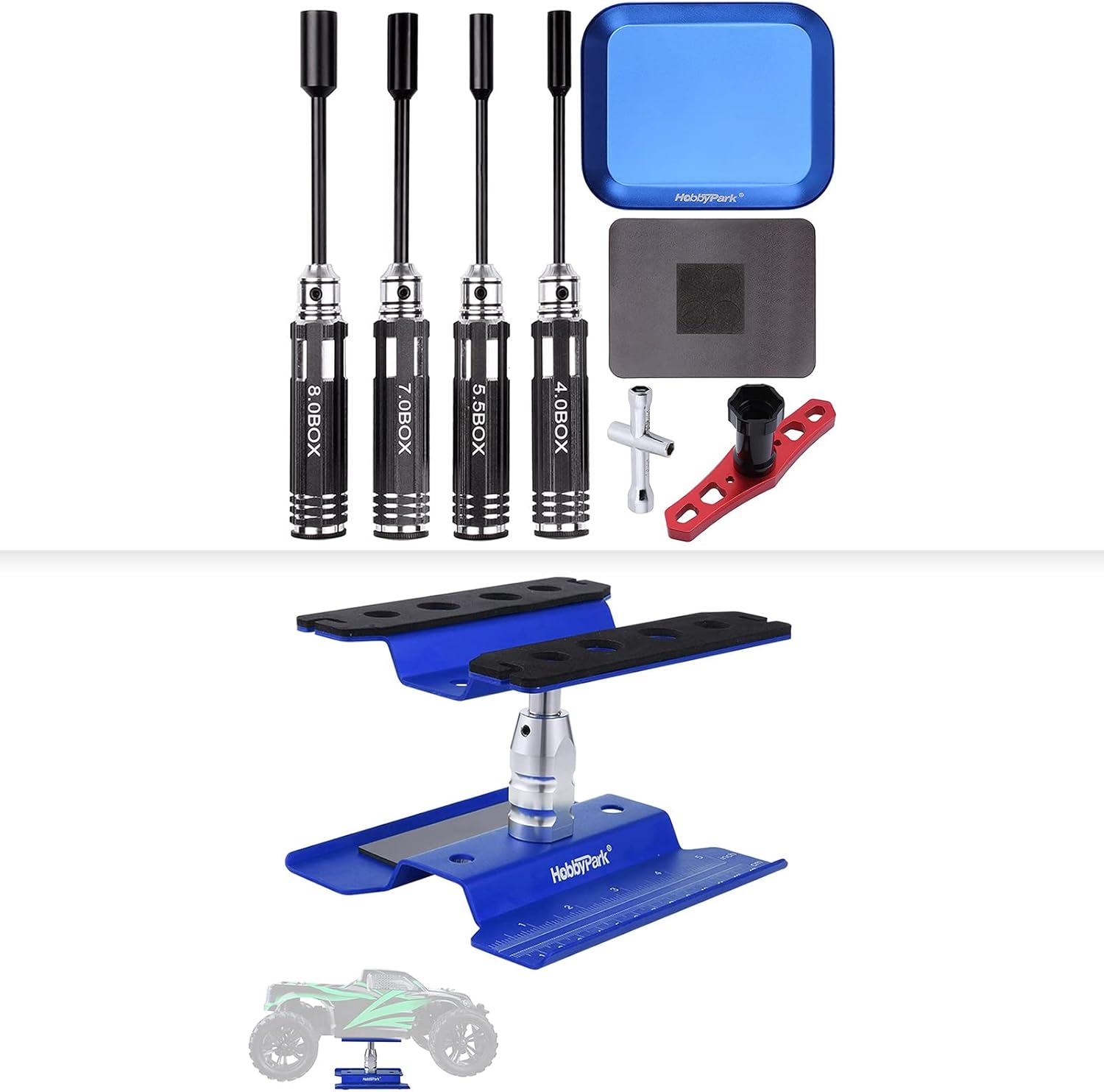 Amazon.com: HobbyPark RC Car Work Stand & Hex Nut Drivers, Wheel Wrench ...
