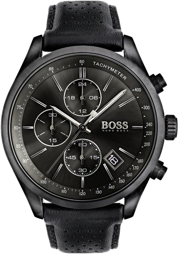 BOSS Watches Men's Chronograph Quartz Watch with Leather Strap 1513605 ...