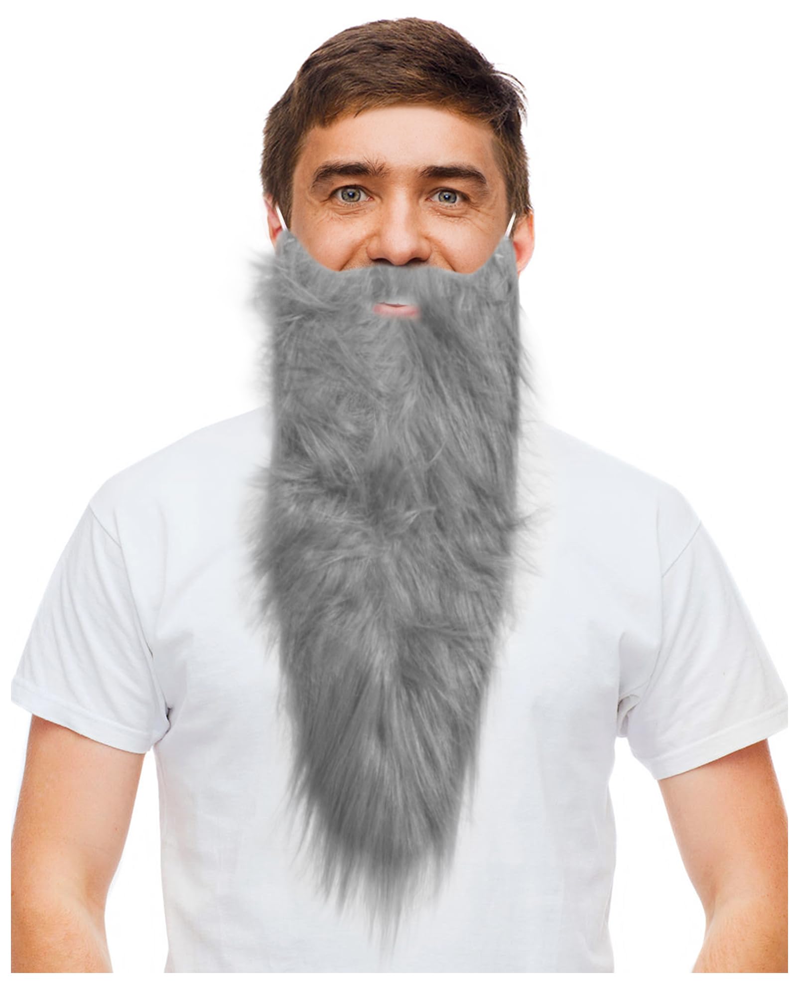 Amazon.com: Long Grey Fake Dwarf Beard Gray Gnome Prospector Hillbilly ...