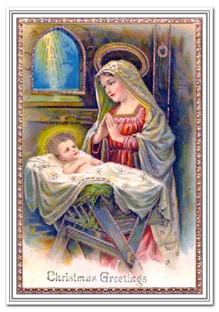 Victorian Christmas Cards Nativity