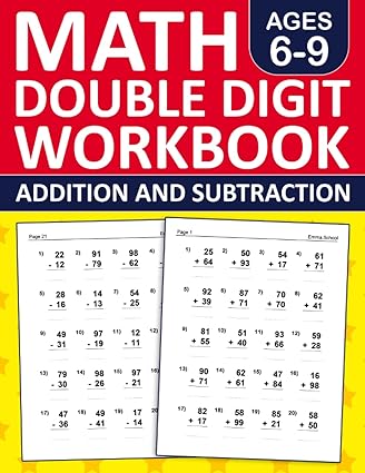 Math Double Digit Addition and Subtraction Workbook For Kids Ages 6-9 ...