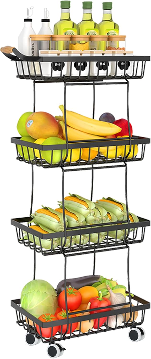 6 Tier Kitchen Fruit Basket with Wheels - Stackable Philippines | Ubuy